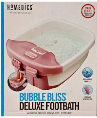 HoMedics Bubble Bliss Deluxe Foot Spa with Heat Massaging Footbath Pink ...
