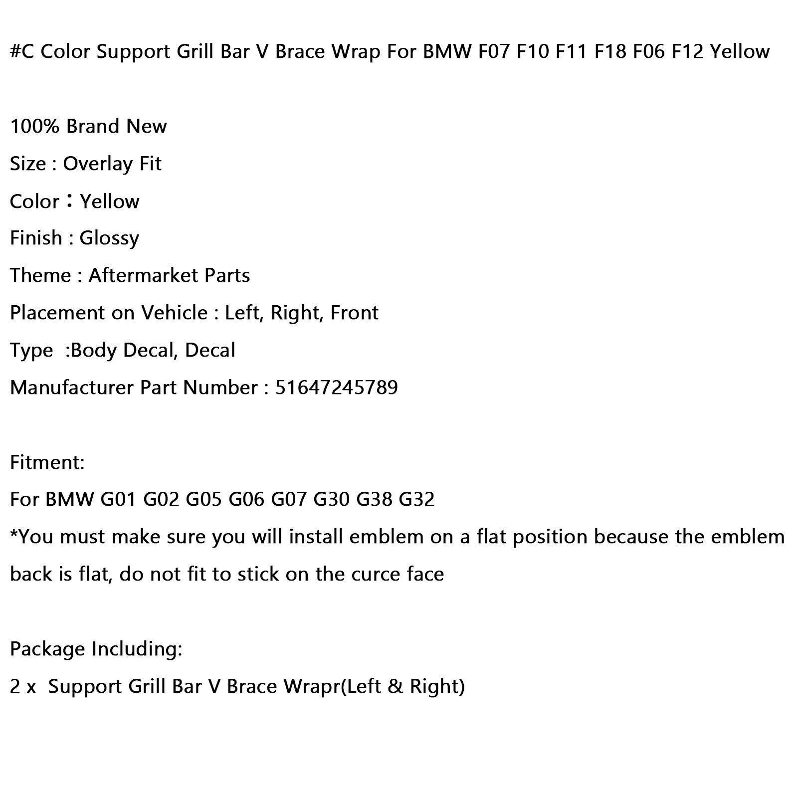 #C Color Support Grill Bar V Brace Wrap For BMW F07 F10 F11 F18 F06 F12 ...