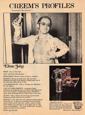1975 ELTON JOHN Original Vintage Print Ad Creem's Profiles Magazine Boy ...