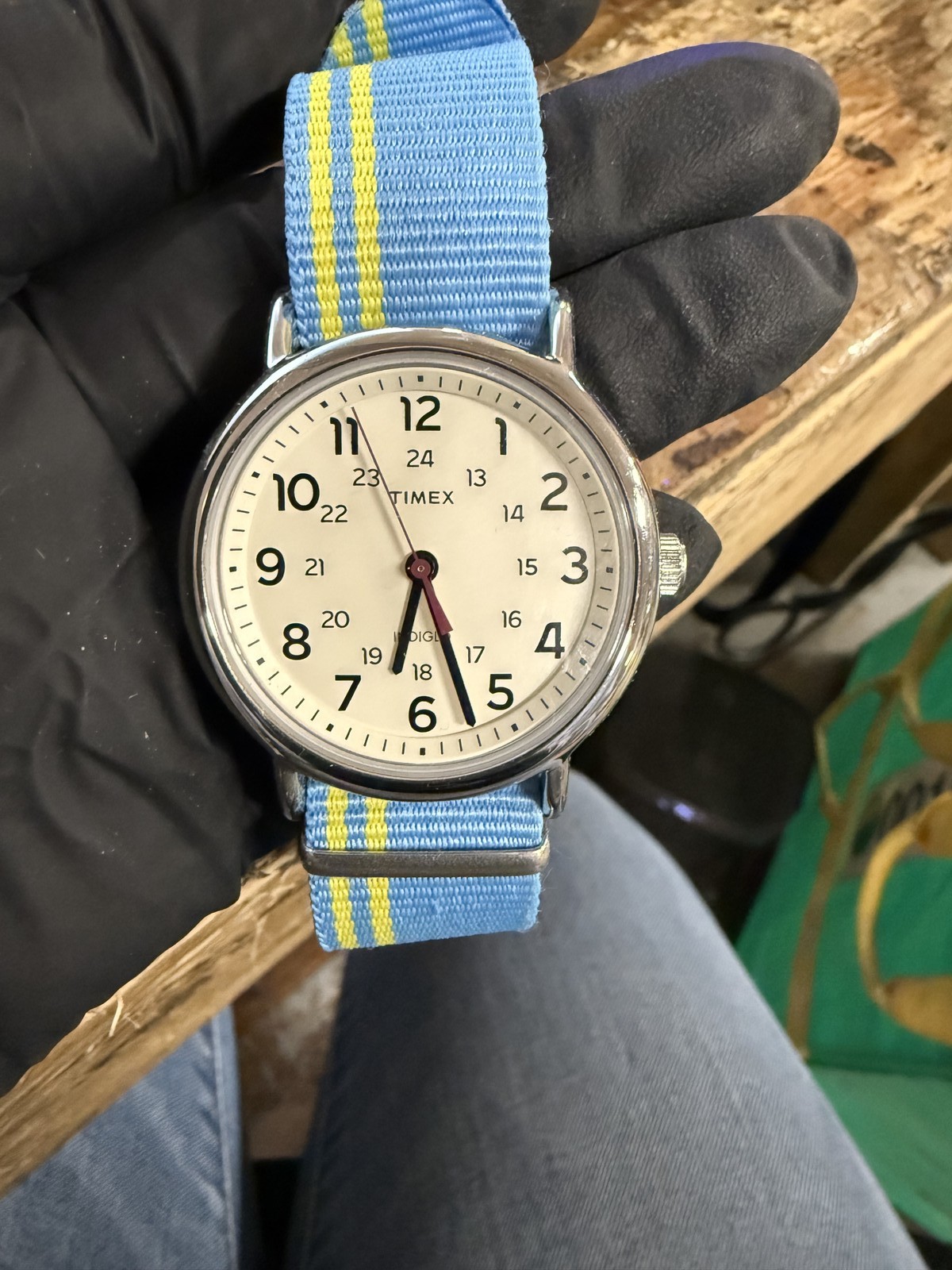 Timex Weekender Mens Casual Watch White Dial Blue Yellow Nylon Strap ...