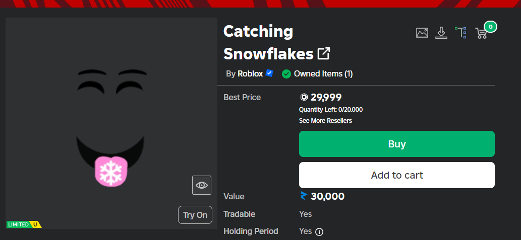 Roblox Catching Snowflakes READ DESC | eBay