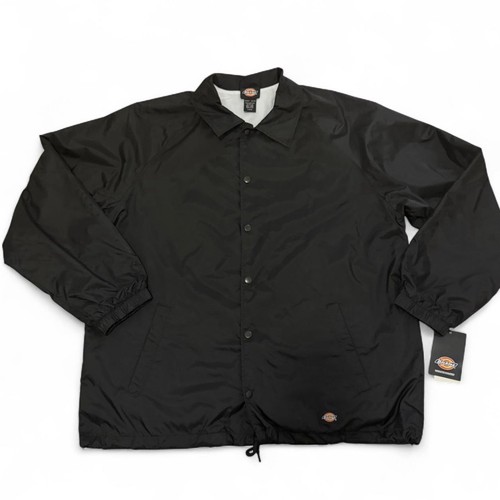 Dickies Men's Black Snap Front Windbreaker Water Resistant Jacket | eBay