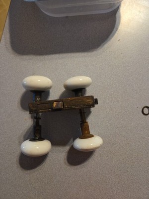 Antique Door Knob Set White Porcelain Victorian with Spindle | eBay