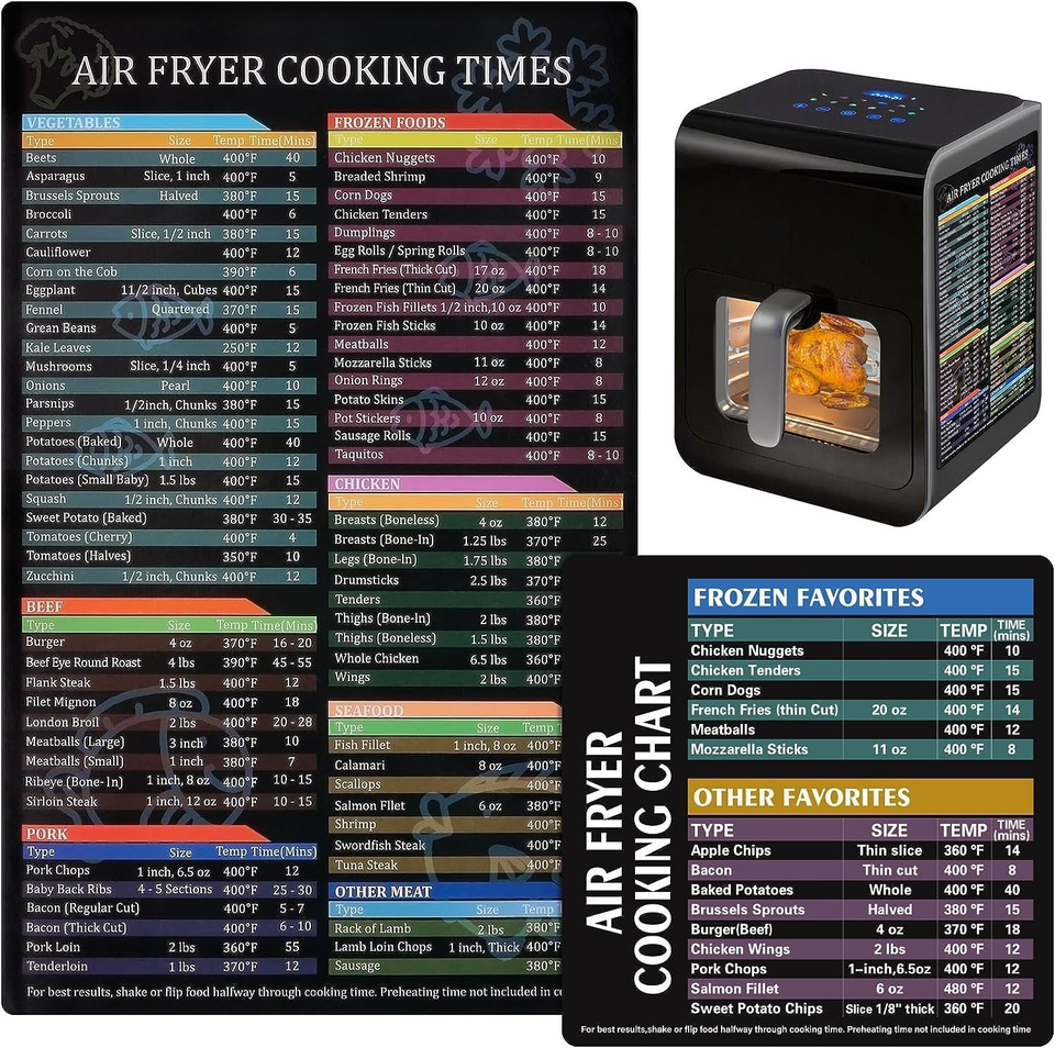 Air Fryer Cheat Sheet Magnetic Air Fryer Cooking Times Chart Magnet ...