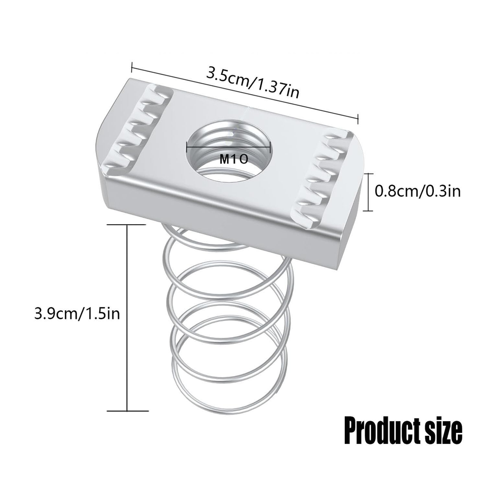 10 Pcs Galvanized Spring Nut, M10 Strut Channel Spring Nut, C-Shaped ...