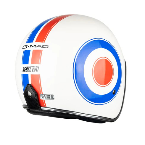 GMAC REBEL EVO TARGET WHITE RED BLUE OPEN FACE MOTORCYCLE HELMET WITH ...