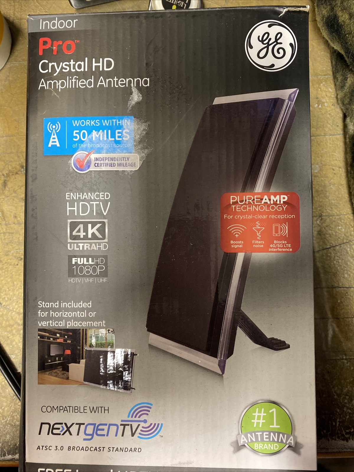 GE Indoor Pro Crystal HD Amplified Antenna 4k Ultra Full HD 1080P Free ...