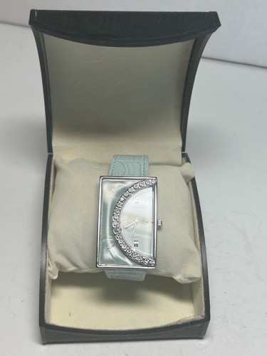 Marco Max Quartz Silver Tone Sea Foam Green Rhinestone Watch Box W72 ...