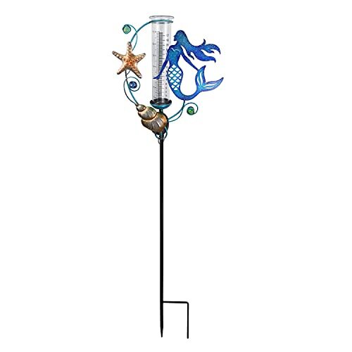 JOYbee Mermaid Solar Powered Rain Gauge Garden Mermaid solar rain gauge ...