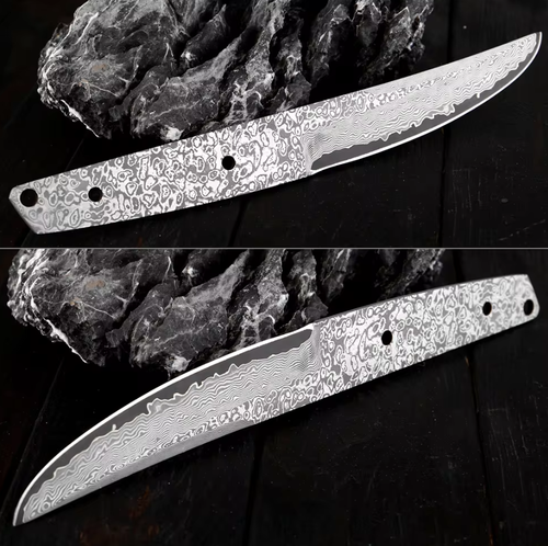 Forged Damascus Steel Fixed Blade Blank Knife Full Tang Ultra Sharp Heat Treated | eBay