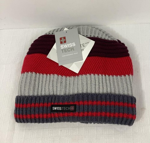 Swiss Tech Thinsulate Striped Knit Rib Hat w/ Tags - S/M, Multicolor | eBay