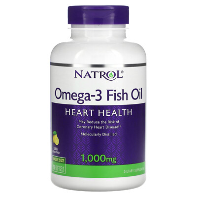 Natrol Omega-3 Fish Oil Natural Lemon Flavor 1 000 mg 150 Softgels Egg ...