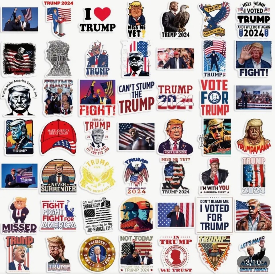 50 PCS Random Mixed Bulk Donald Trump MAGA USA 2024 Sticker Decals 2-3 ...