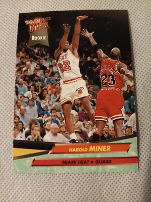 1992 HAROLD MINER FLEER ULTRA NBA ROOKIE CARD RC #293 BABY JORDAN MIAMI ...