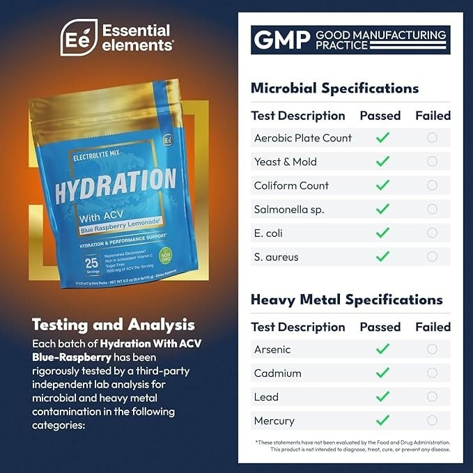 Essential Elements | Hydration Packets | Blue Raspberry Lemonade, 25 ...