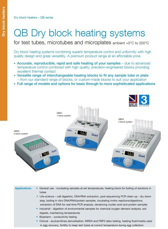 Grant QBD4 Digital Dry Block Heater Holds 4x Interchangeable Blocks ...