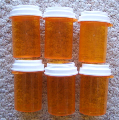 6 Empty RX Pill Bottles Crafts Storage Containers With Lid PM-30 2" x 3 ...