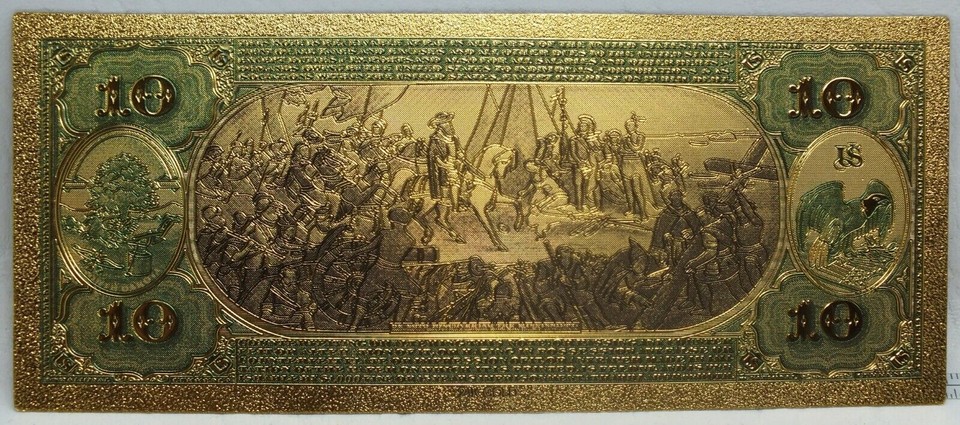 24K Gold-Plated Foil Note Currency Bill Paper Money Novelty Famous Cash ...