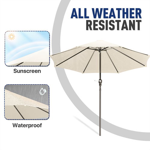 9 ft Outdoor Market 8 Steel Ribs Umbrella Poolside Table Sun Shade w ...