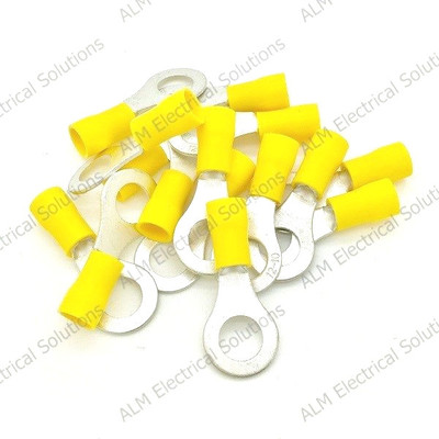Yellow 8.4mm Ring Eyelet Terminals - Pre-Insulated Earth Connectors M8 ...