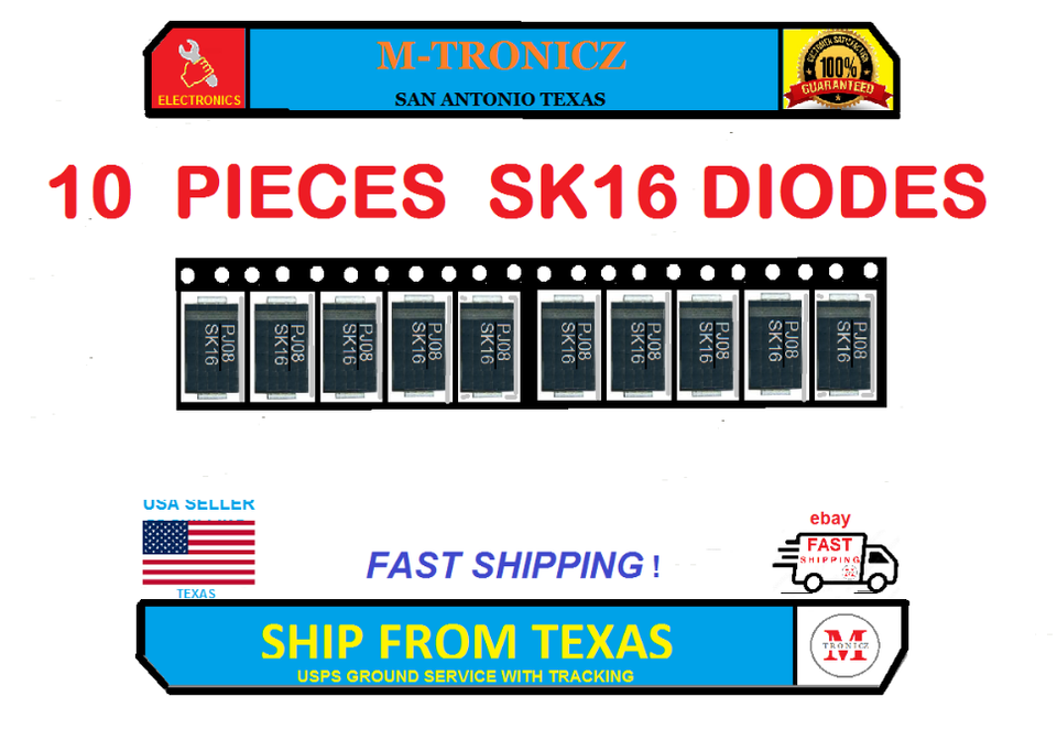 10 PIECES SK16 SCHOTTKY SMD BARRIER DIODE SHIPS FROM TEXAS | eBay