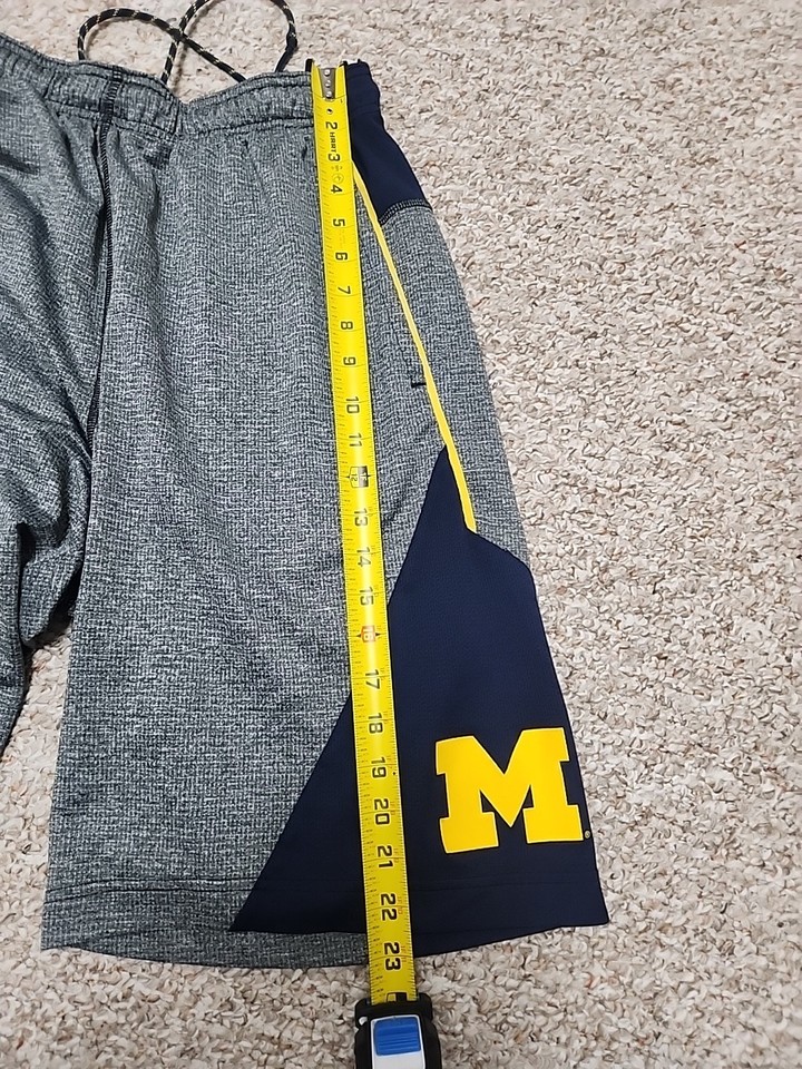 Nike Mens Medium Block M University of Michigan Gym Basketball Shorts Gray Blue | eBay