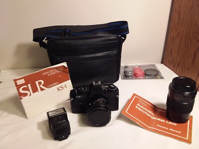 Vtg Sears KS-1 35mm SLR Camera, Bag, F:2.8 Telephoto Lens, Auto Flash ...