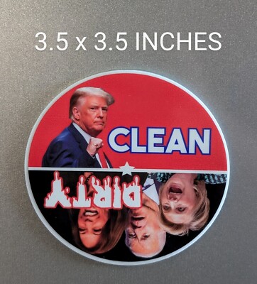 3.5" Dirty Clean Trump Kamala Hillary Biden Dishwasher Magnet Kitchen ...
