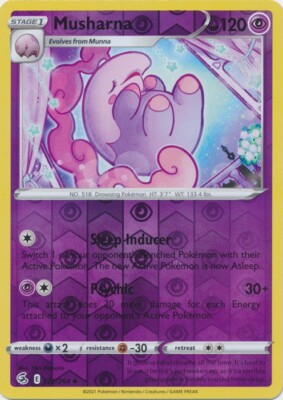 Reverse Holo Musharna 122/264 Fusion Strike Uncommon Pokemon TCG | eBay