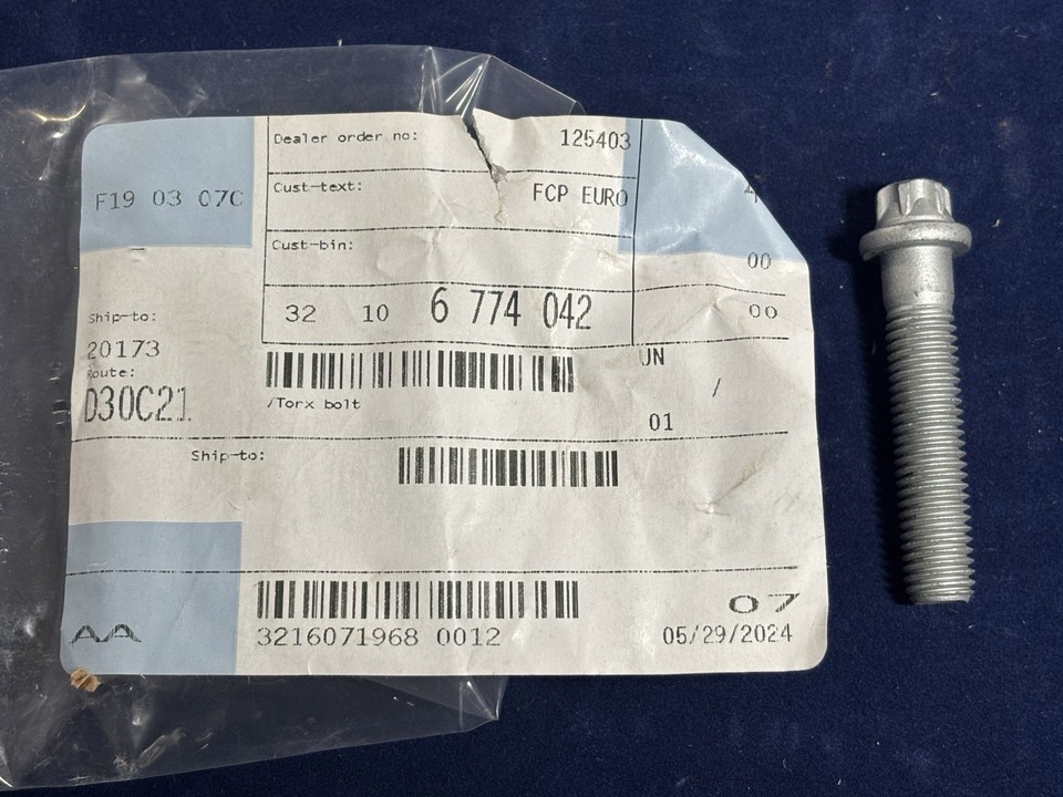 BMW Torx Bolt M10x50-10.9ZNS3 ORIGINAL BMW 32106774042 | eBay