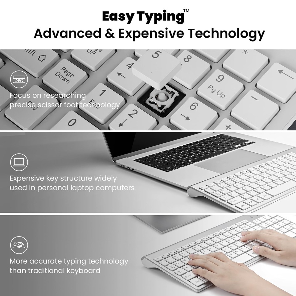 cimetech EasyTyping KF10 Wireless Keyboard and Mouse Combo, [Silent ...