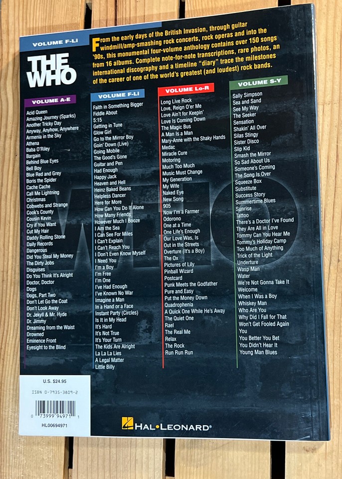 THE WHO-The Definitive Collection-Song Books Sheet Music F-Li | eBay