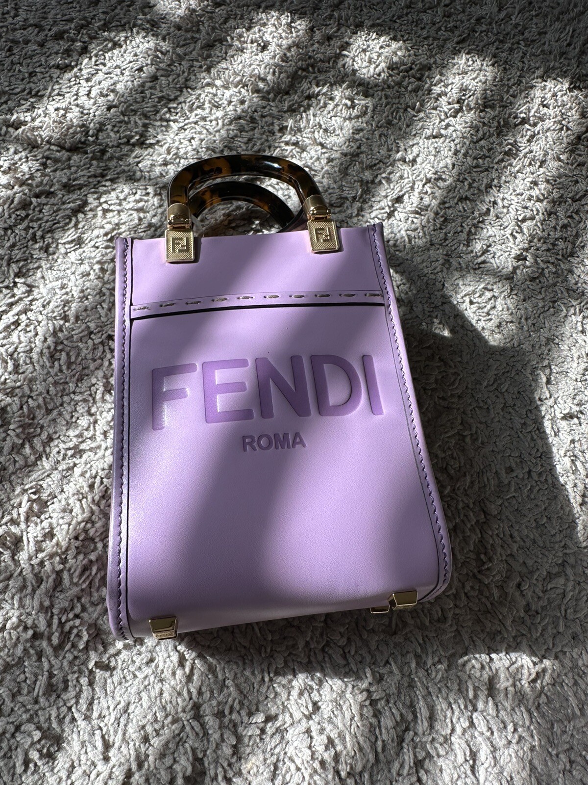 Fendi Sunshine Shopper Tote Leather Mini Purple - Gem