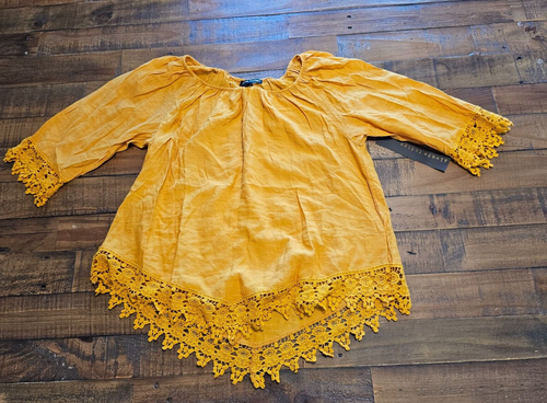 Always Indigo TOP (Medium) NEW/NWT Off the Shoulder 3/4 SLEEVE Yellow ...