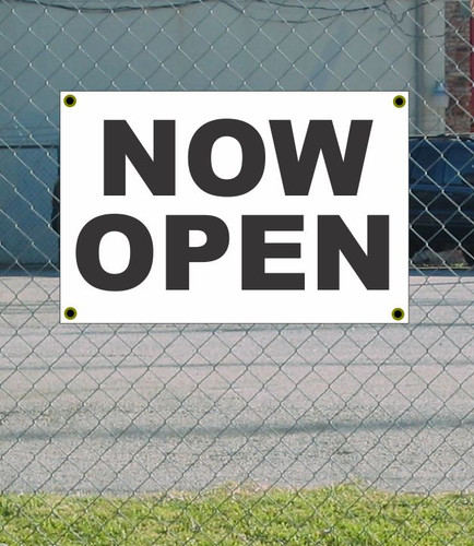 2x3 NOW OPEN Black & White Banner Sign NEW Discount Size & Price FREE ...