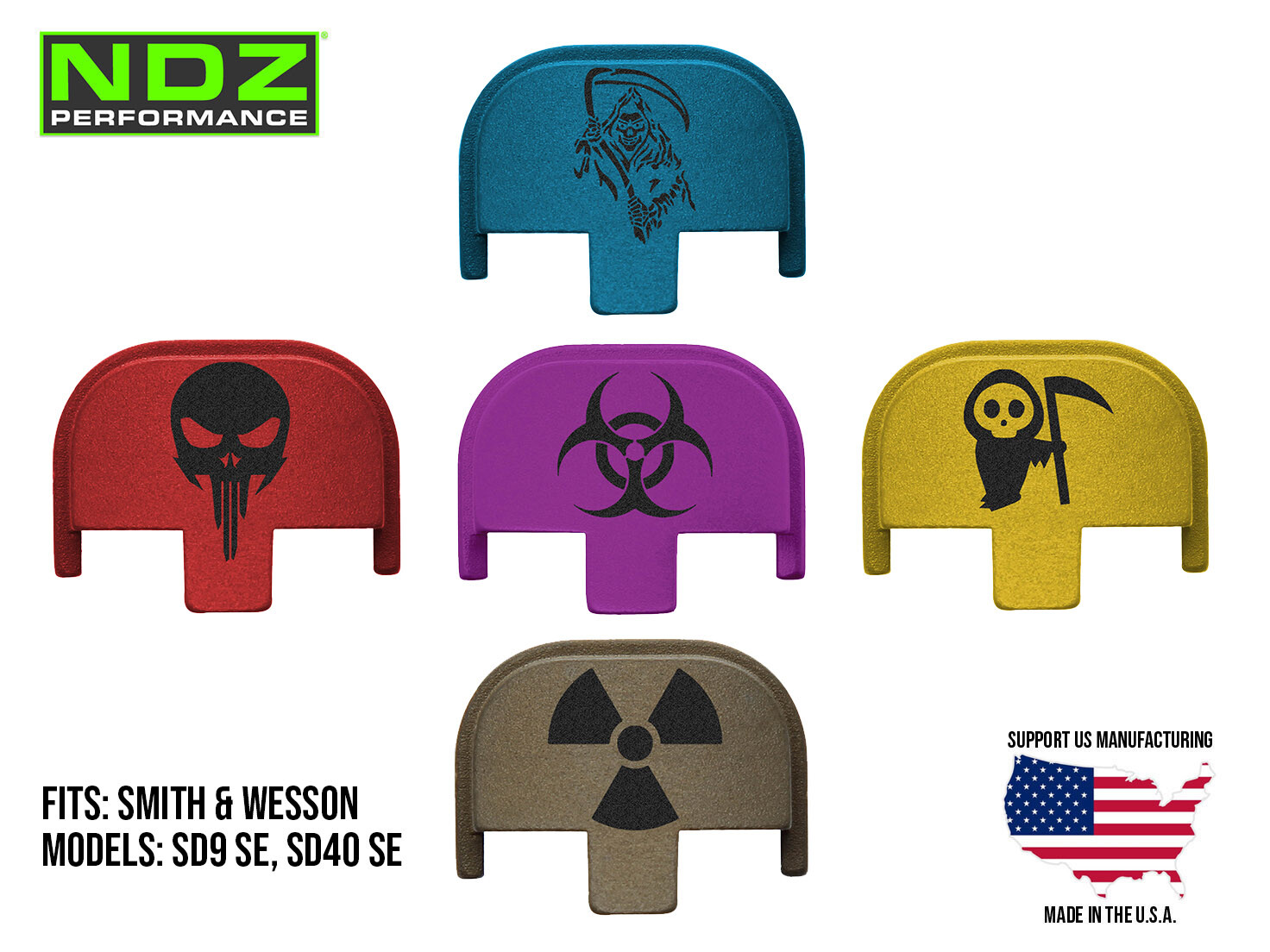 for Smith & Wesson SD9, VE, SD40, VE Slide Cover Plate Aluminum Skulls ...