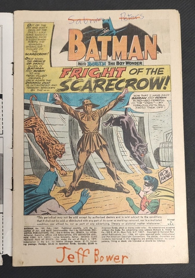 Batman #189 1967 DC Comics Silver Age Good 1st Scarecrow | eBay