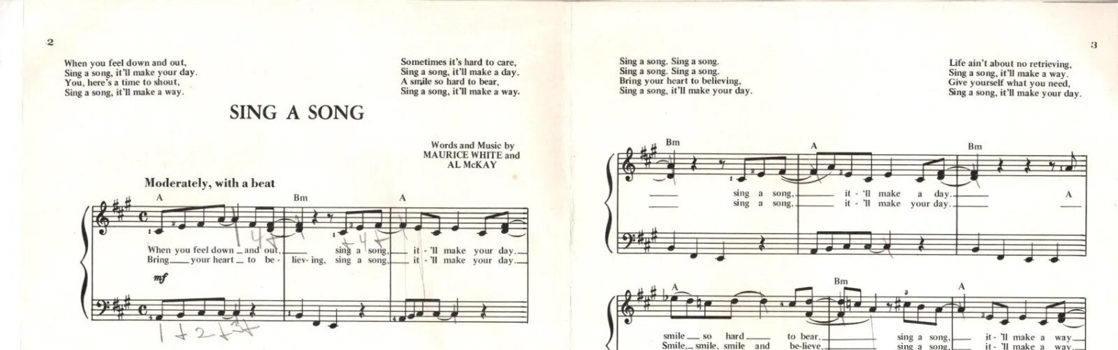 “Sing A Song” by EARTH, WIND & FIRE (1975) Easy Piano Sheet Music John ...