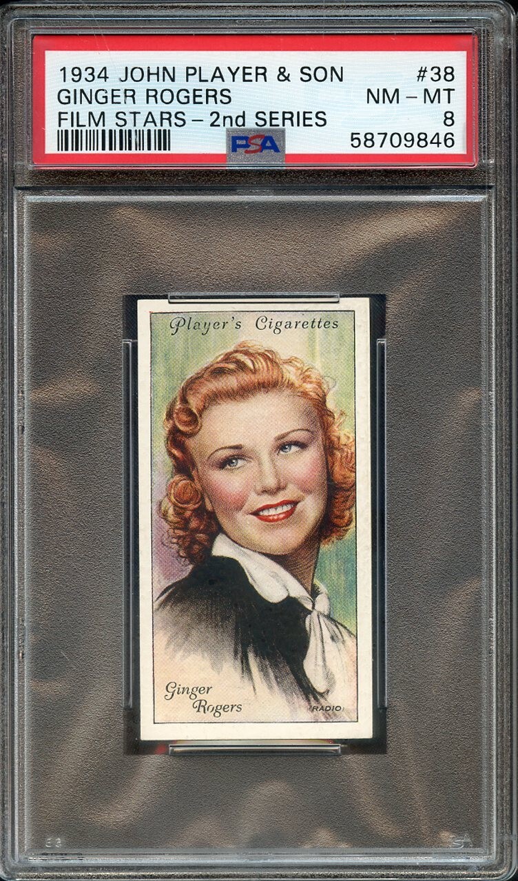 ( 1934 JOHN PLAYER & SON FILM STARS 38 GINGER ROGERS 2ND SERIES PSA NM ...