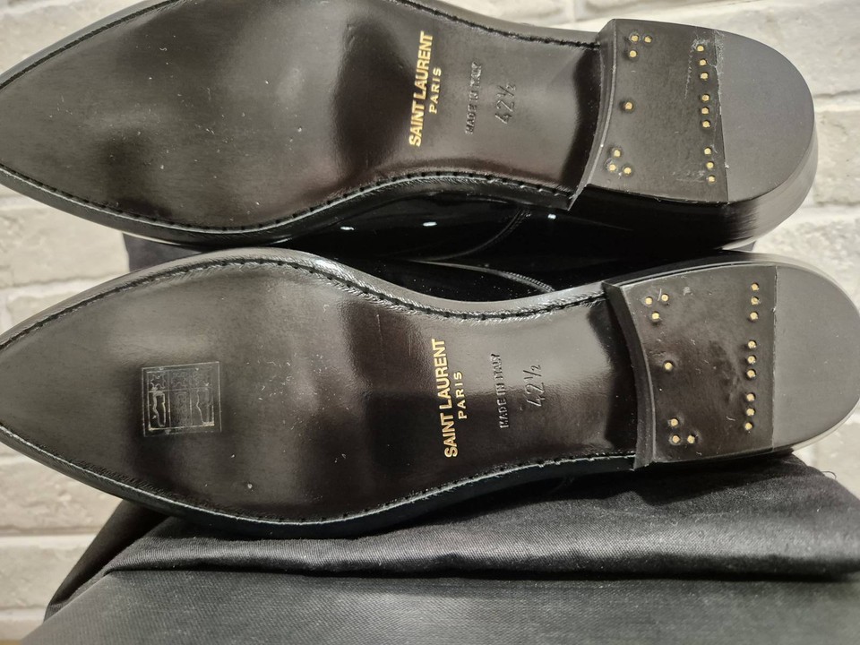 Authentic New Saint Laurent Paris YSL Noir Patent Leather Formal Shoes ...