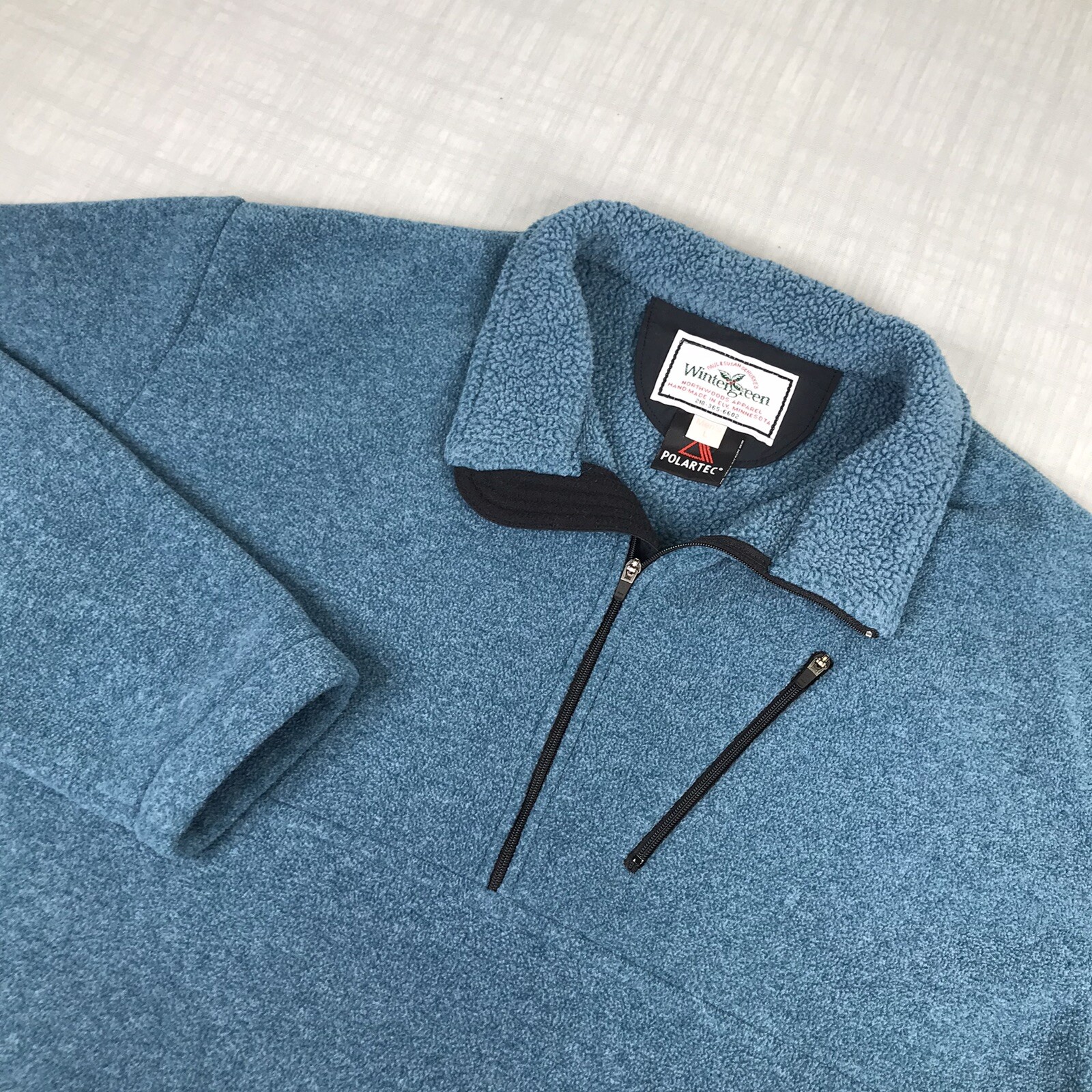 Wintergreen Northern Wear Mens LARGE Fleece Jacket Blue 1/2 Zip ...