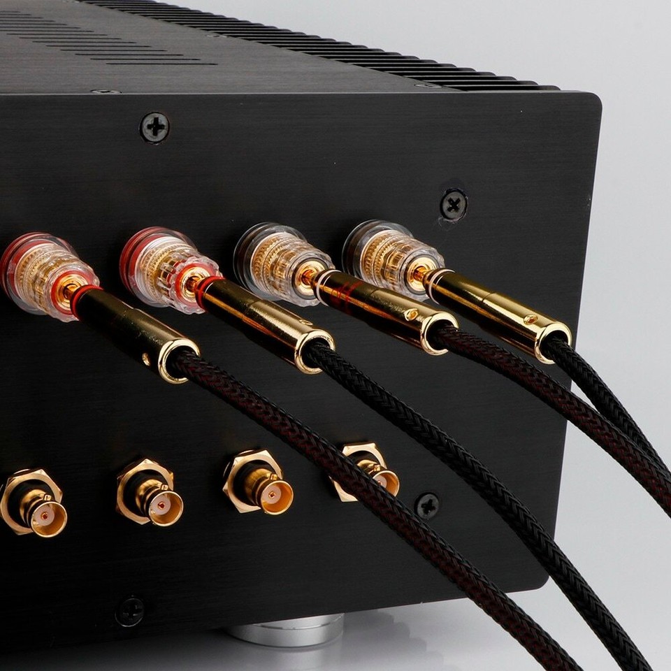 OCC Copper Cable Audio Speaker Cable Wire with Gold Plated Banana Plug ...