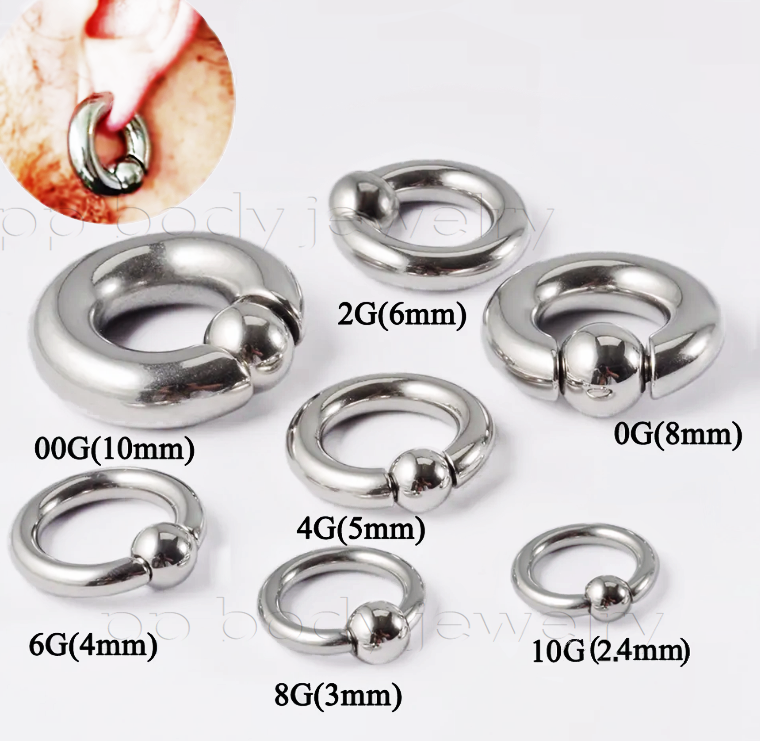 PAIR 10G-00G Surgical Steel Spring Loaded Captive Bead Ring Earring ...