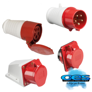 415V 16A 5 PIN RED INDUSTRIAL PLUGS & SOCKETS 3 PHASE 3P+N+E IP44 MALE ...