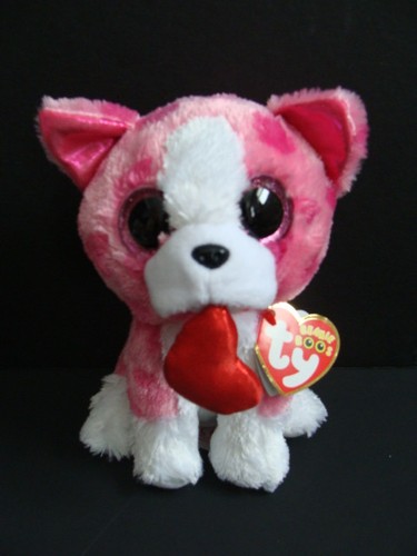 NWT TY Beanie Boos ROMEO 6" Dog Pink Plush Valentine's Red Heart Boo ...