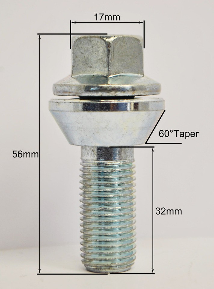 4 x M14 x 1.5, 32mm Thread, Wobble Vari Variable Tapered Wheel Bolts ...