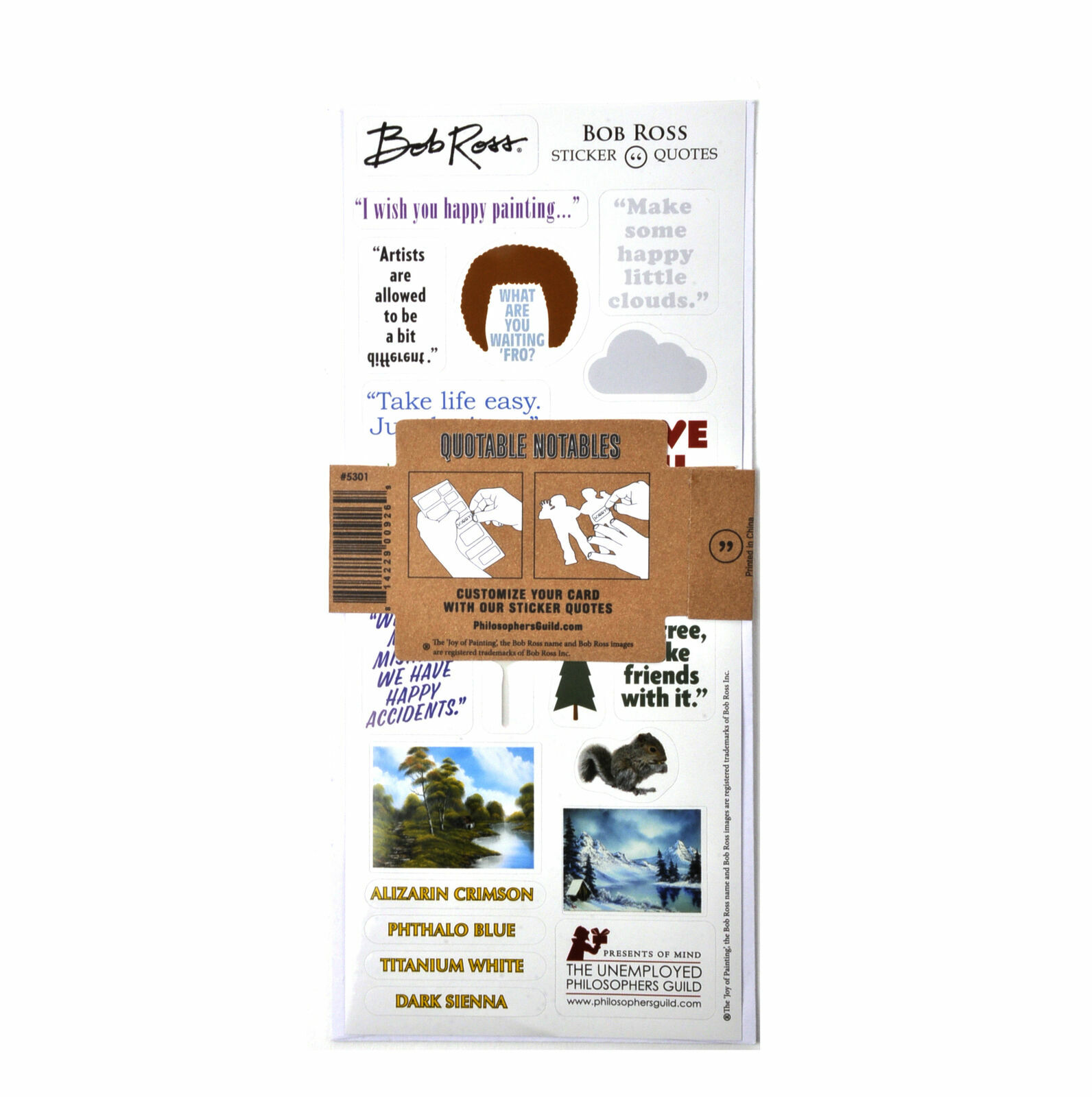 NEW Bob Ross Quotable Notables Greeting Card with Sticker Quotes | eBay
