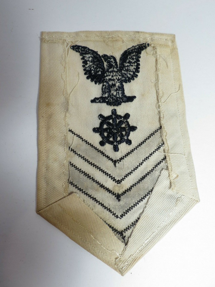 WW2 US Navy Quartermaster Petty Officer First Class Rank White Original ...