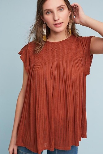 Anthropologie Akemi + Kin Women's Smocked Knit Boho Swing Top Sz Small ...
