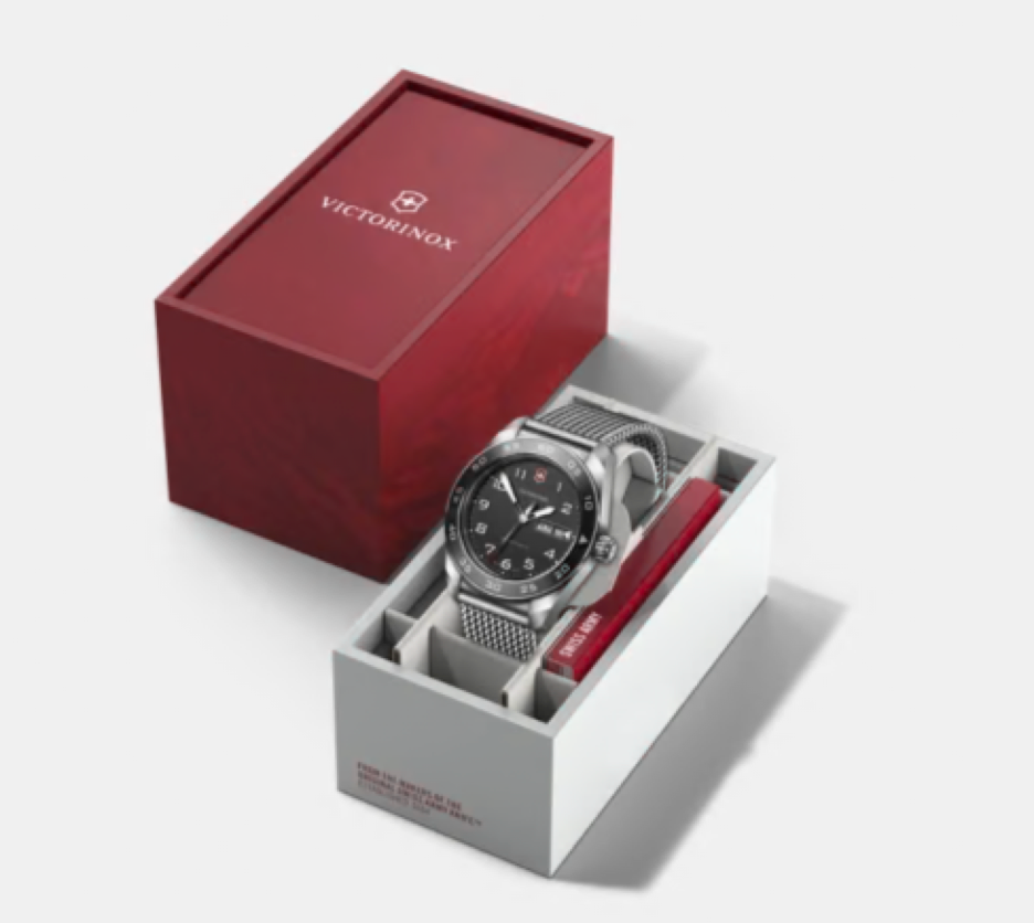 Victorinox Swiss Army Quartz 42 MM Stainless Steel Black Dial Watch ...